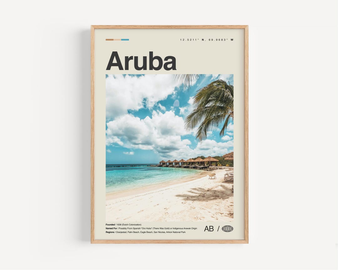 Aruba Print Black and White No 1, Aruba Wall Art, Aruba Poster, Aruba ...