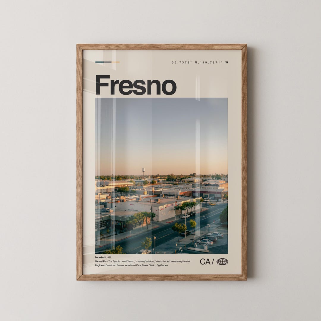 Fresno Print California, Fresno Wall Art, Fresno Poster, Fresno Photo ...