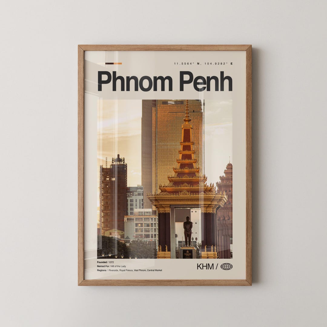 Phnom Penh Print Cambodia, Phnom Penh Wall Art, Phnom Penh Poster ...