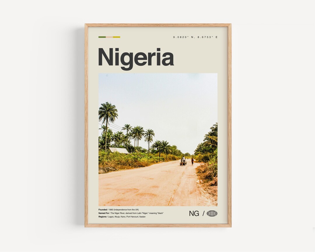 Nigeria Print Black and White No 1, Nigeria Wall Art, Nigeria Poster ...