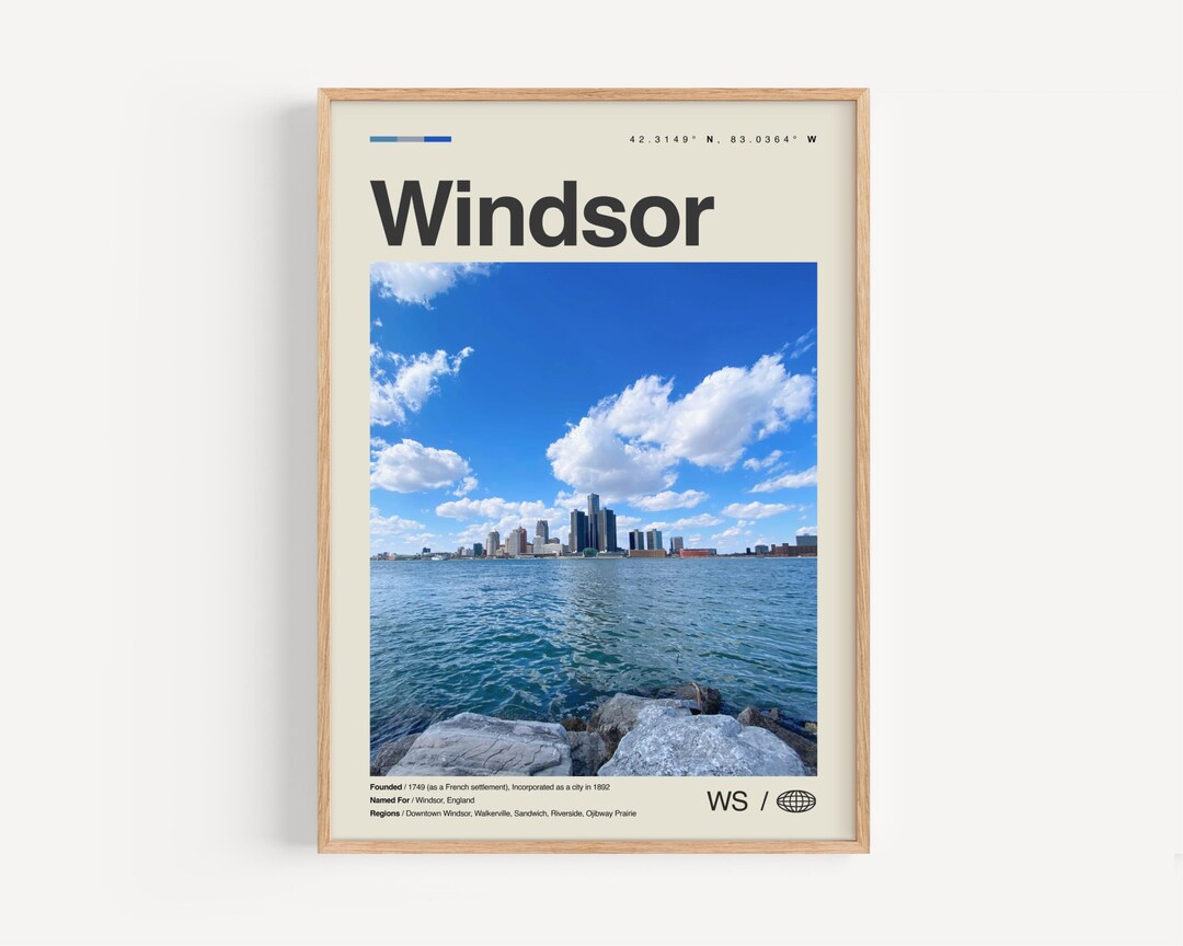 Windsor Print Black and White Canada, Windsor Wall Art, Windsor Poster ...