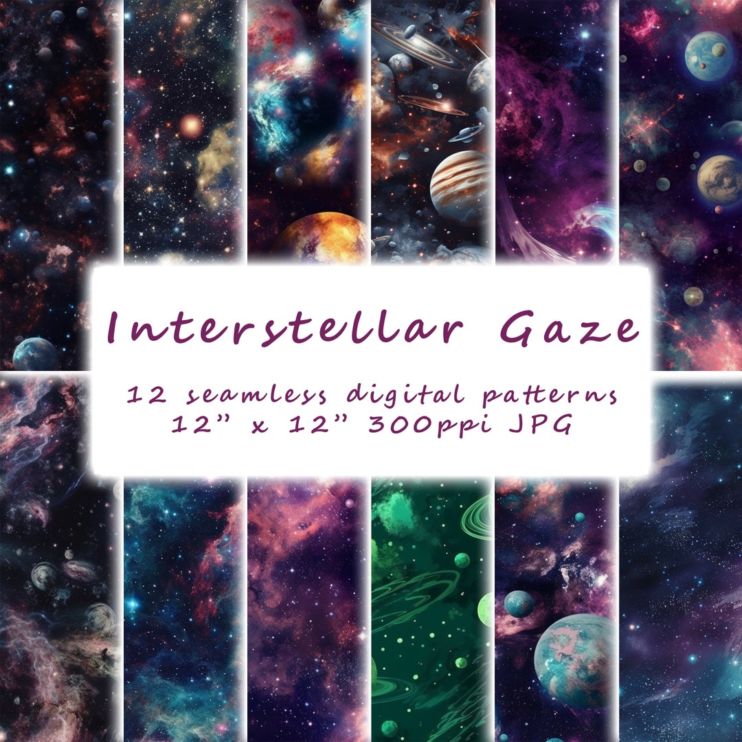 12 Interstellar Gaze Seamless Patterns, Digital Paper, Space, Digital ...