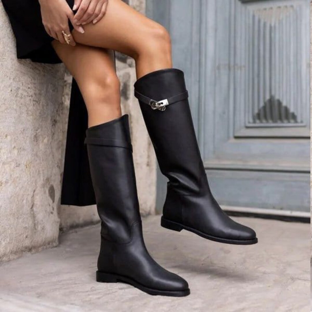 Women genuine leather Knee High grange combat Boots Casual Boho Boots ...