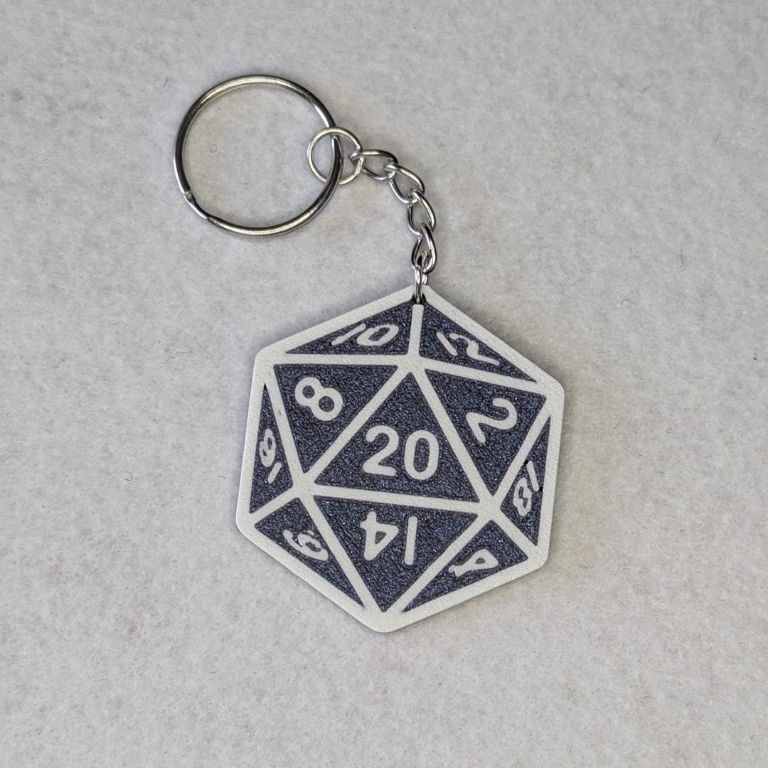 D20 D&D Dice Keychain 3D Print, Gift Idea for Role Players - Etsy