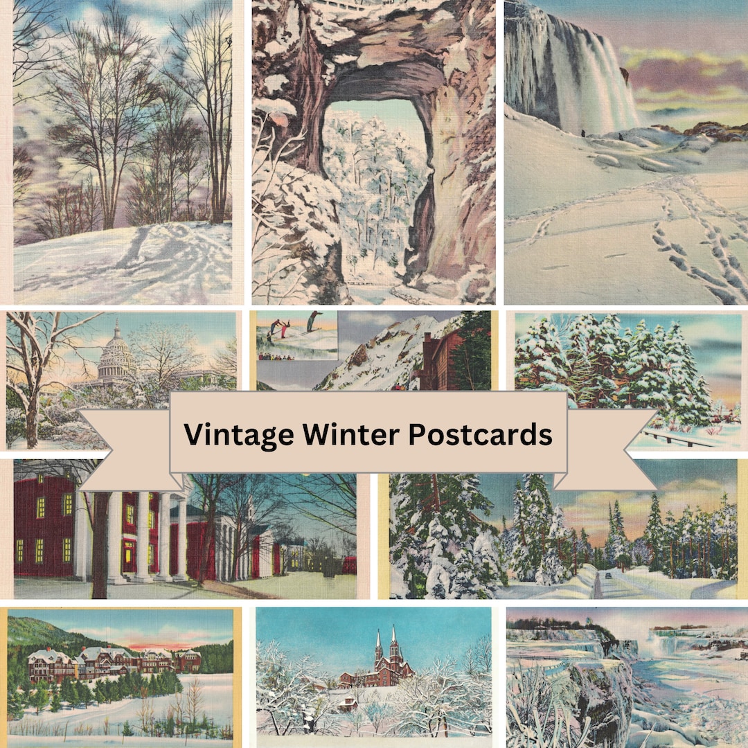 Vintage Winter Postcards / Postcards / Christmas Printable / Junk ...