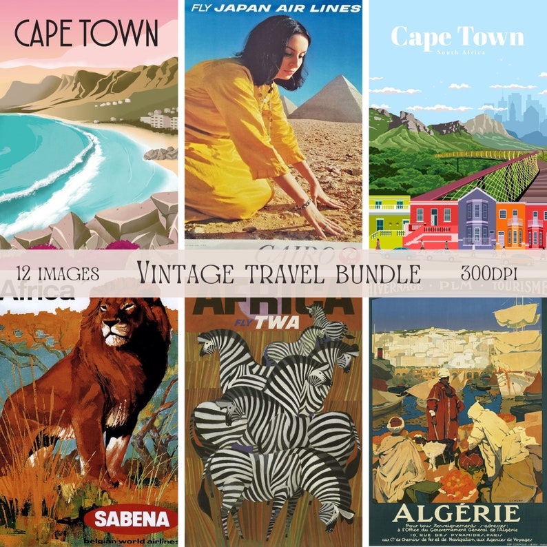 12 Vintage African Travel Posters / Vintage Travel Wall Art / Printable ...