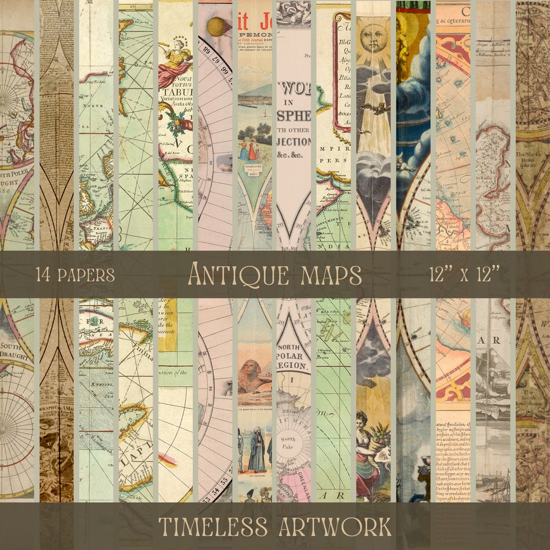 Vintage World Maps Scrapbook Paper Set / Antique Atlas Pages - Etsy
