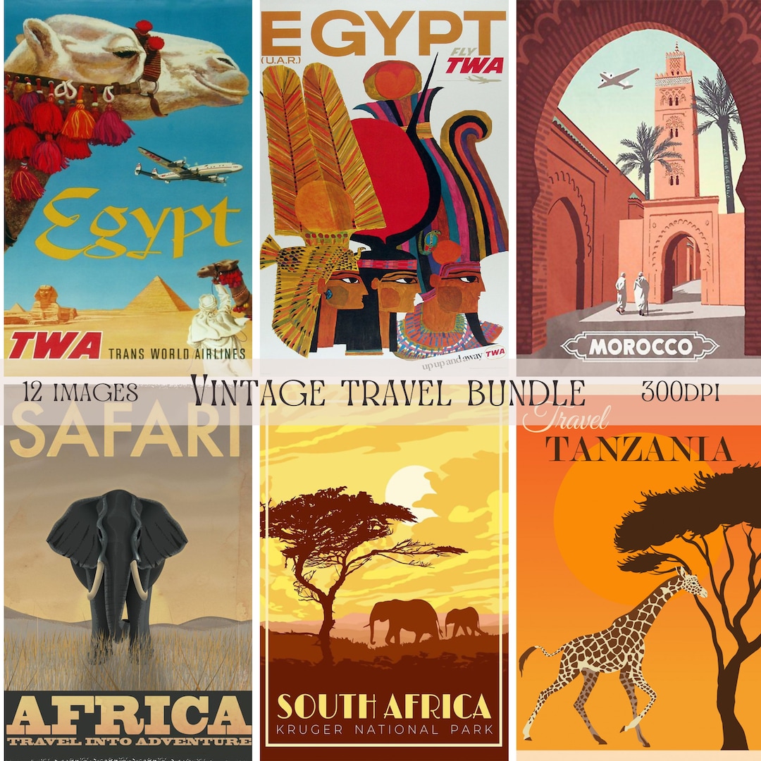 12 Vintage African Travel Posters / Vintage Travel Wall Art / Printable ...
