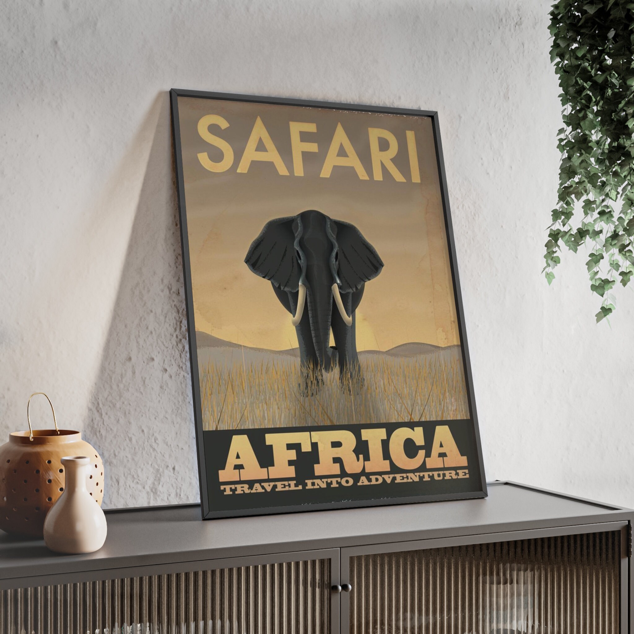 Safari Travel Poster / Elephant Print / Printable Art / Wall Art Prints ...