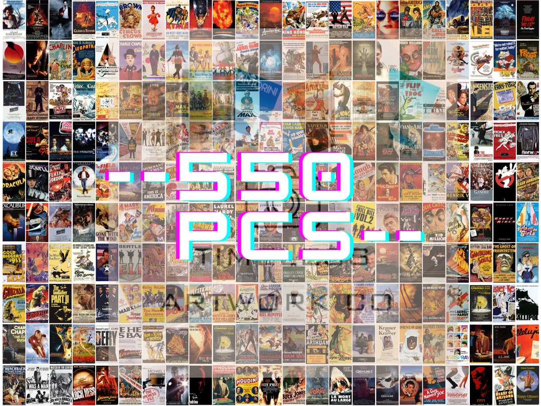 550 PCS Vintage Movie Poster Wall Collage Kit / Movie Room Decor ...