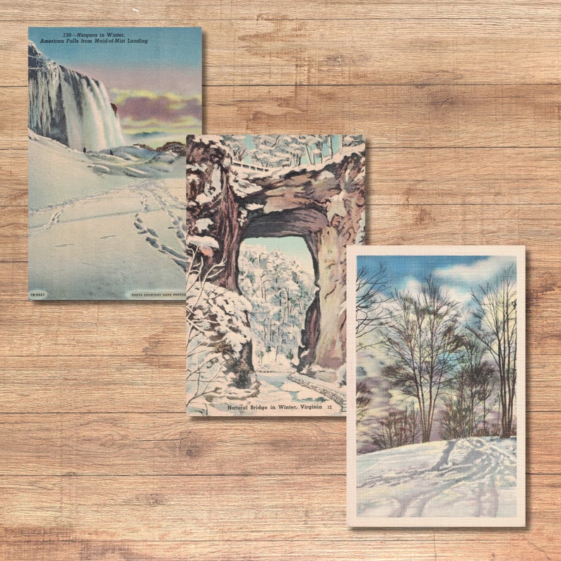 Vintage Winter Postcards / Postcards / Christmas Printable / Junk ...