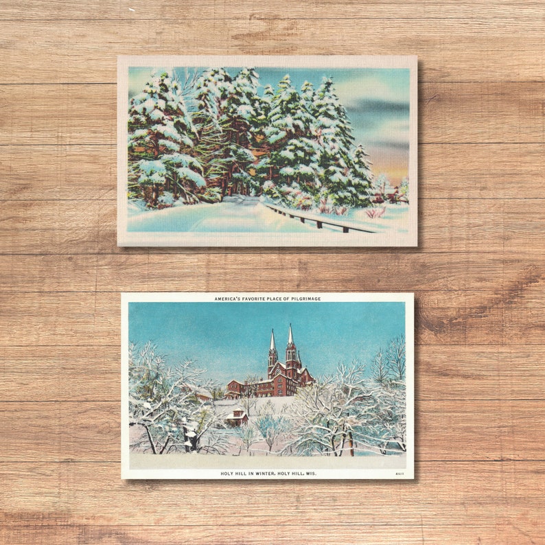 Vintage Winter Postcards / Postcards / Christmas Printable / Junk ...