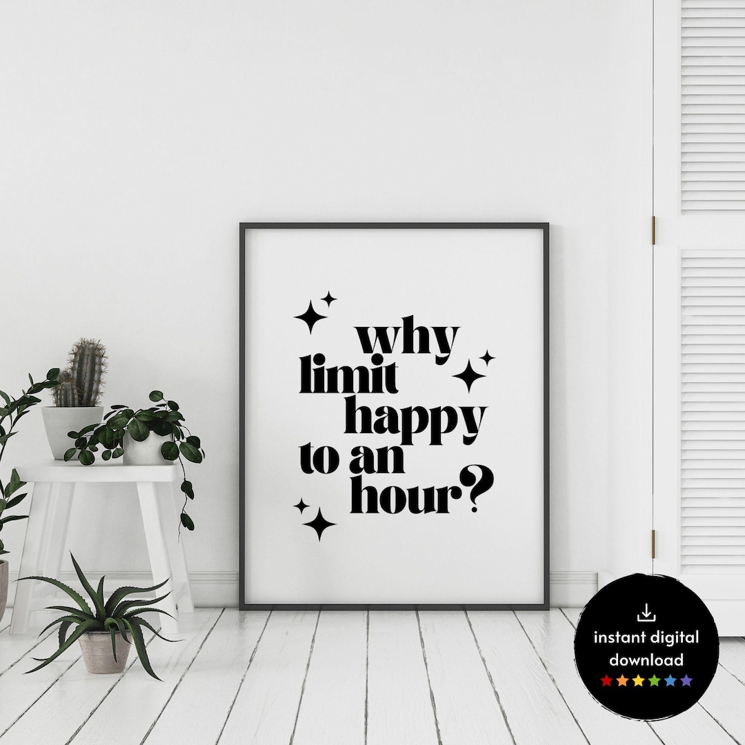 Happy Hour Quote Print: Fun Bar & Kitchen Wall Art (digital Download ...