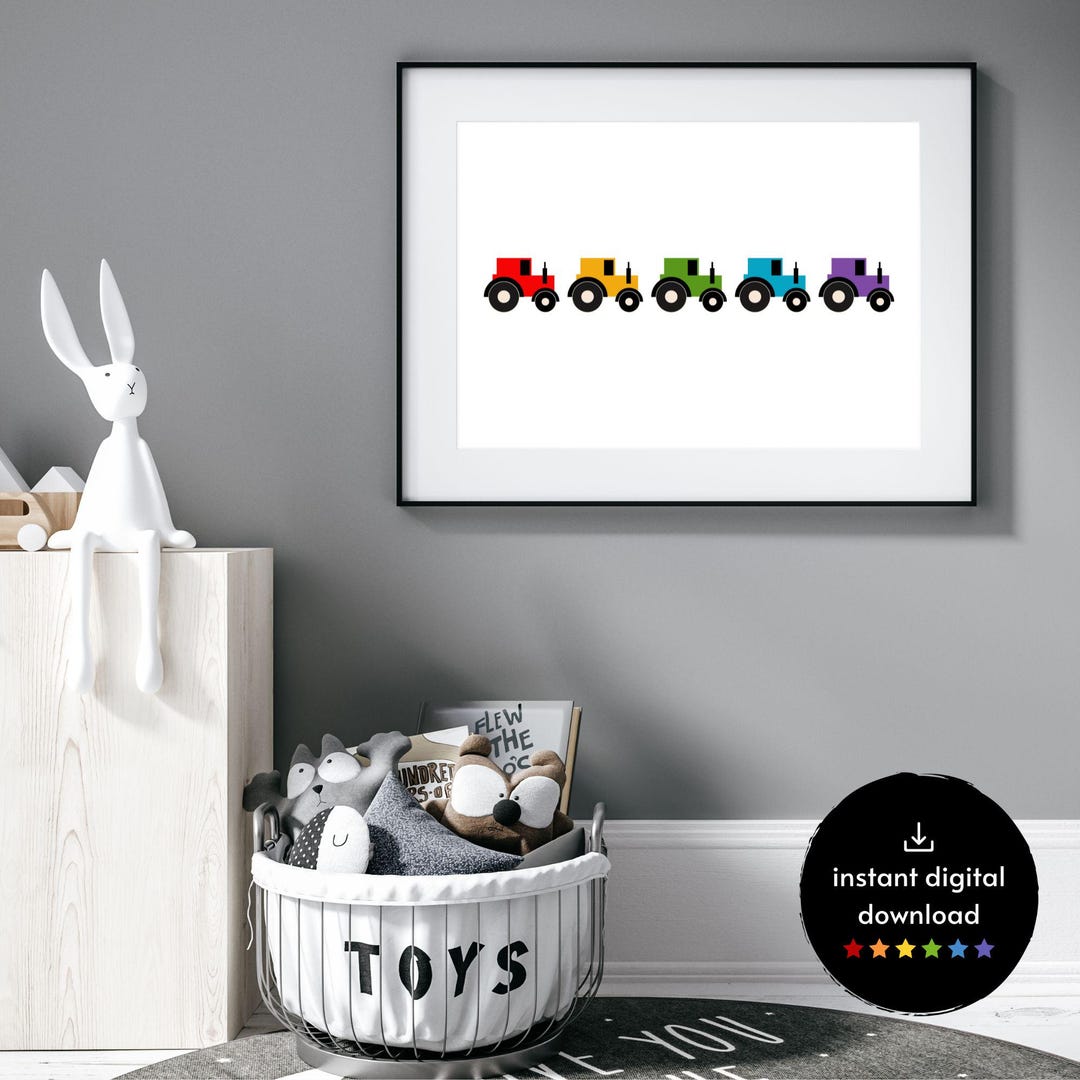Rainbow Tractor Wall Art Print for Children's Bedroom, Playroom ...