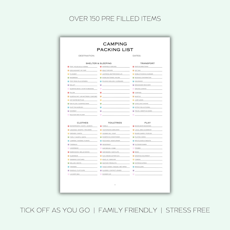 PRINTABLE Ultimate Camping Packing List - Etsy