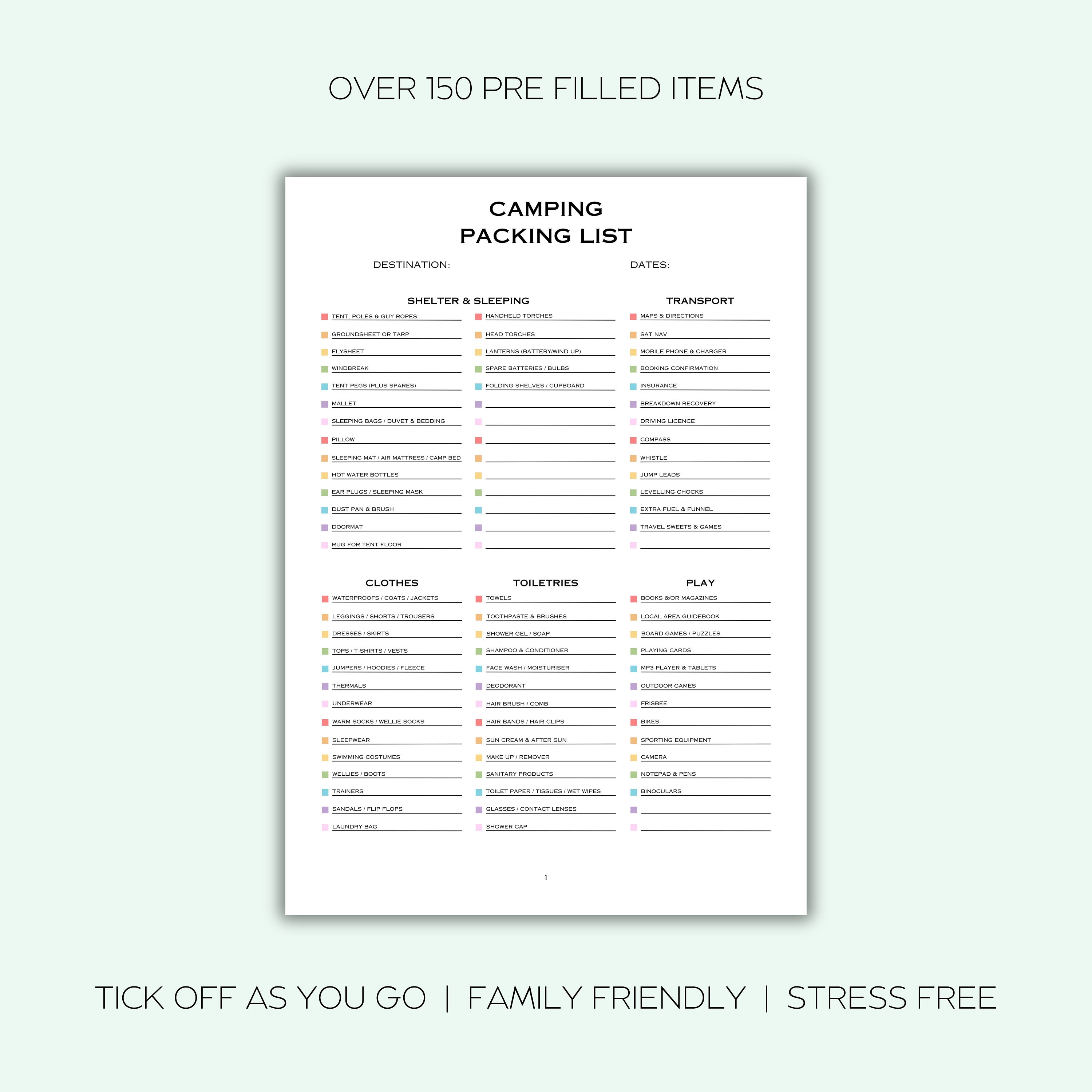 PRINTABLE Ultimate Camping Packing List - Etsy