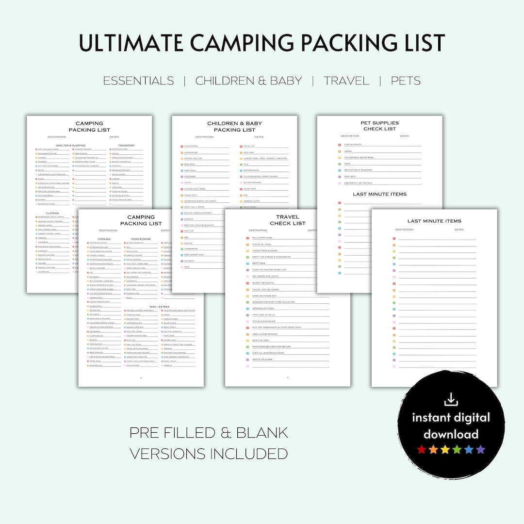 PRINTABLE Ultimate Camping Packing List - Etsy