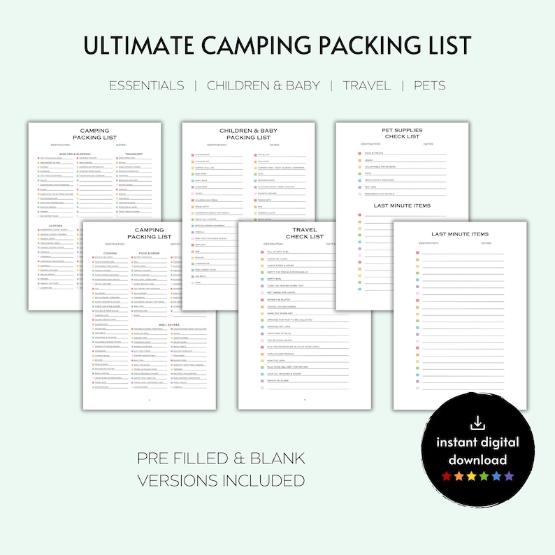 PRINTABLE Ultimate Camping Packing List - Etsy