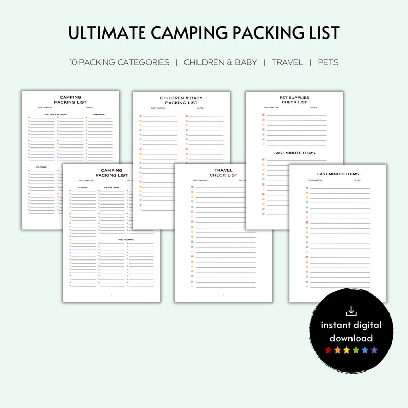 PRINTABLE Ultimate Camping Packing List - Etsy