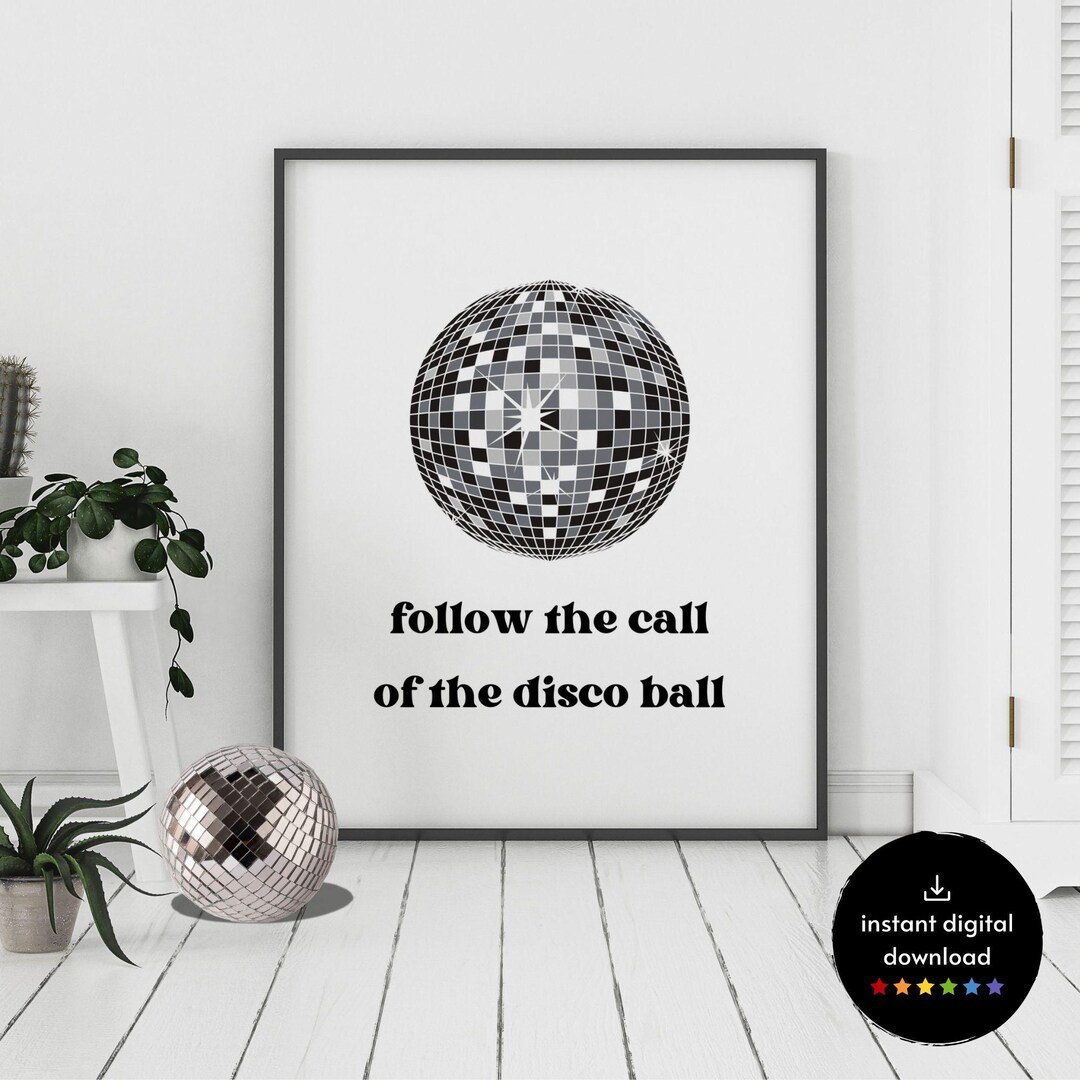 Art mural imprimable boule disco : design rétro amusant (téléchargement ...