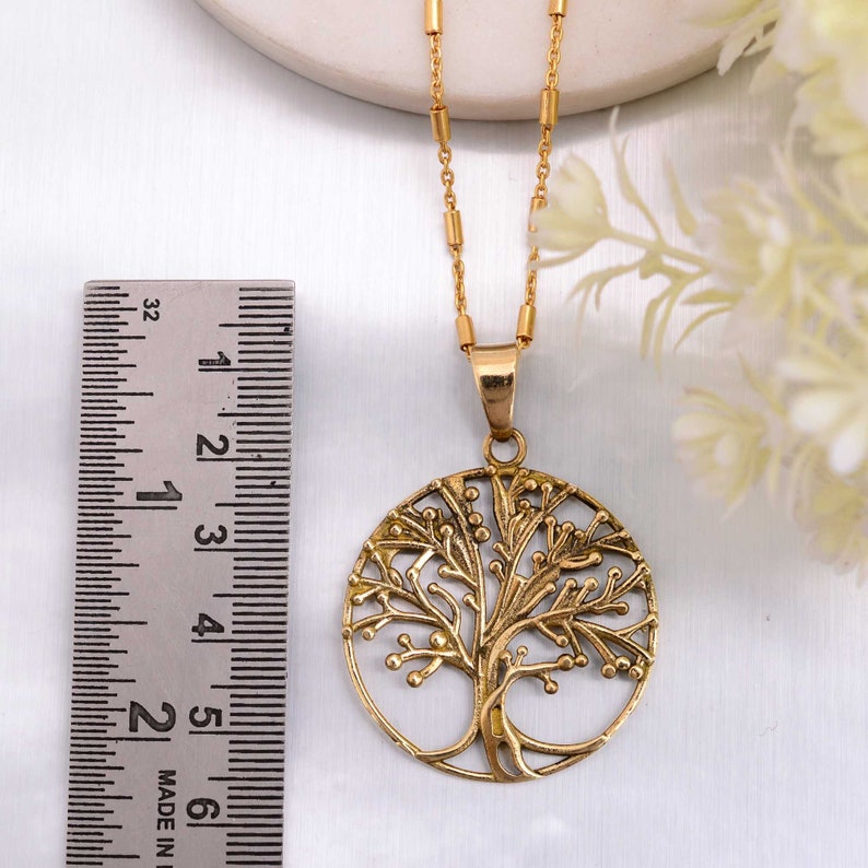 14K Solid Gold Tree of Life Necklace, Personalized Family Tree Jewelry ...