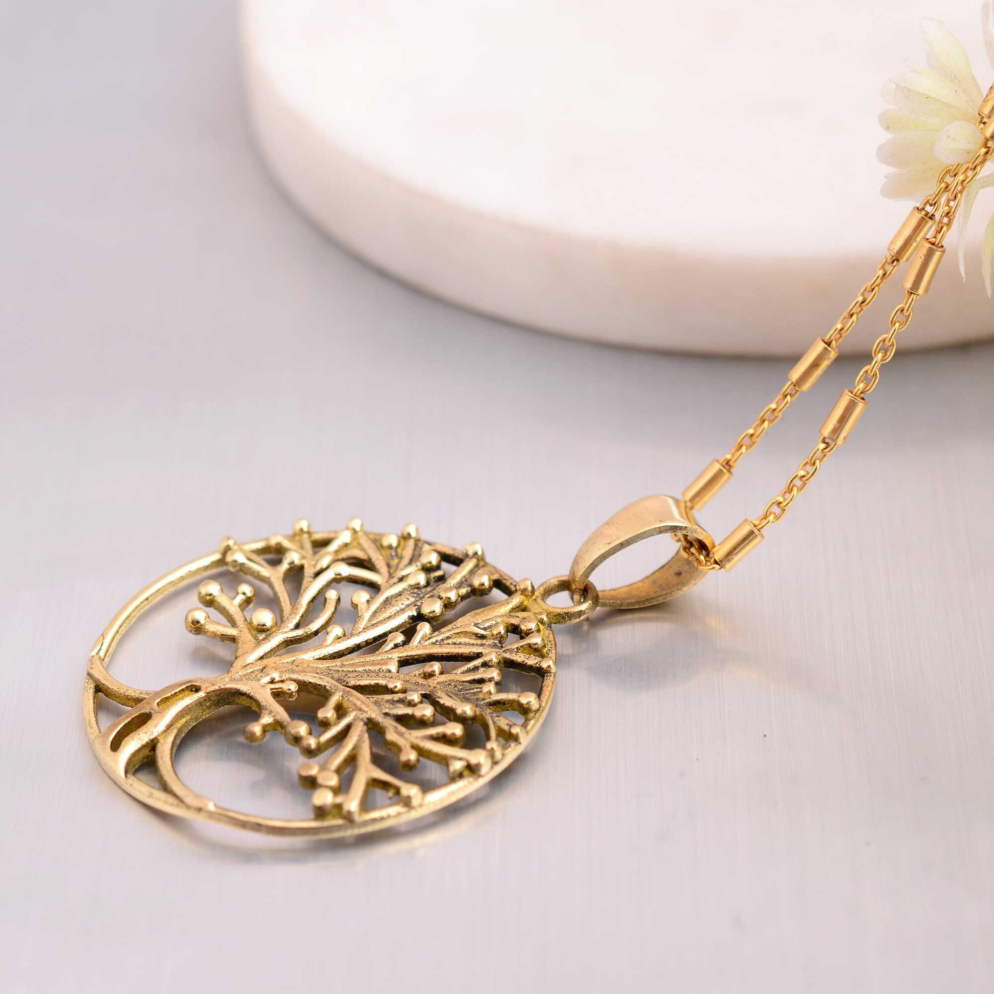 14K Solid Gold Tree of Life Necklace, Personalized Family Tree Jewelry ...