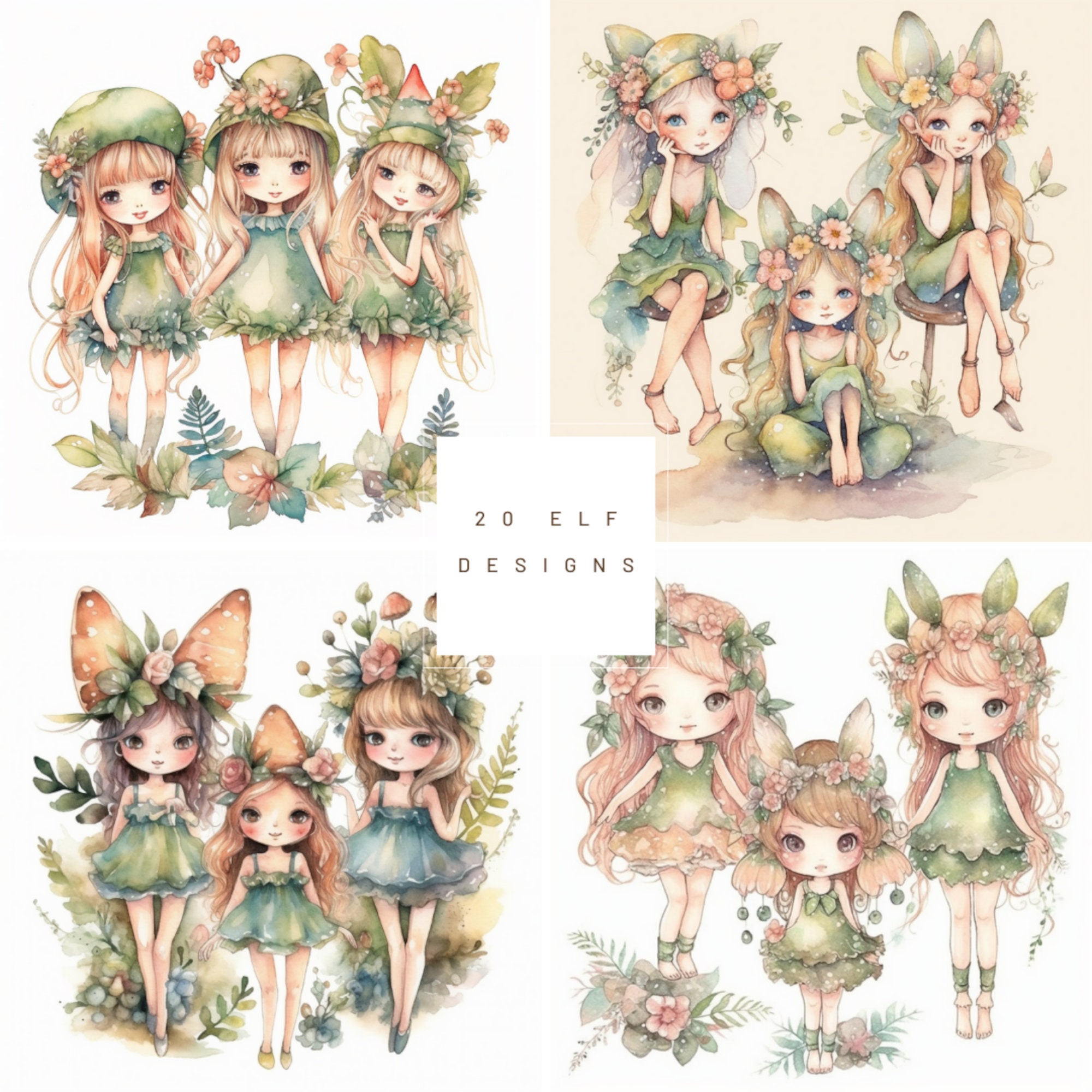 Watercolour Cute Forest Fairy Girls Fantasy Elf Clipart, PNG Clip Art ...