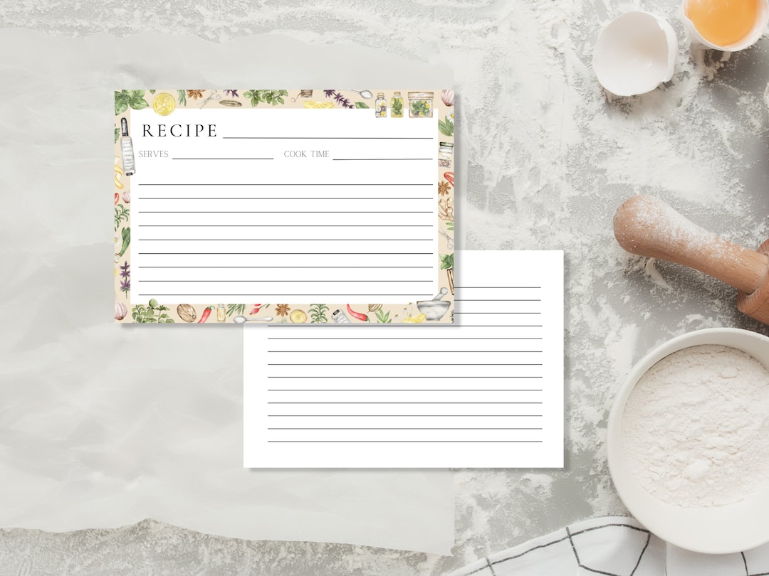 Spices Recipe Card Set - Baking Cards - Recipe Cards - Housewarming ...