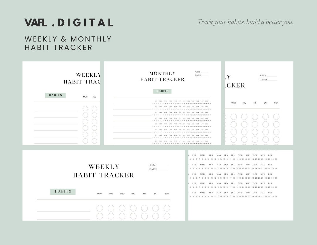 Habit Tracker Weekly and Monthly Tracker for Building Positive Habits ...