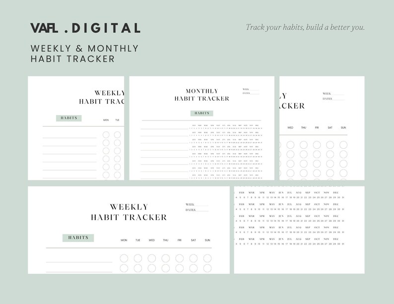 Habit Tracker Weekly and Monthly Tracker for Building Positive Habits ...
