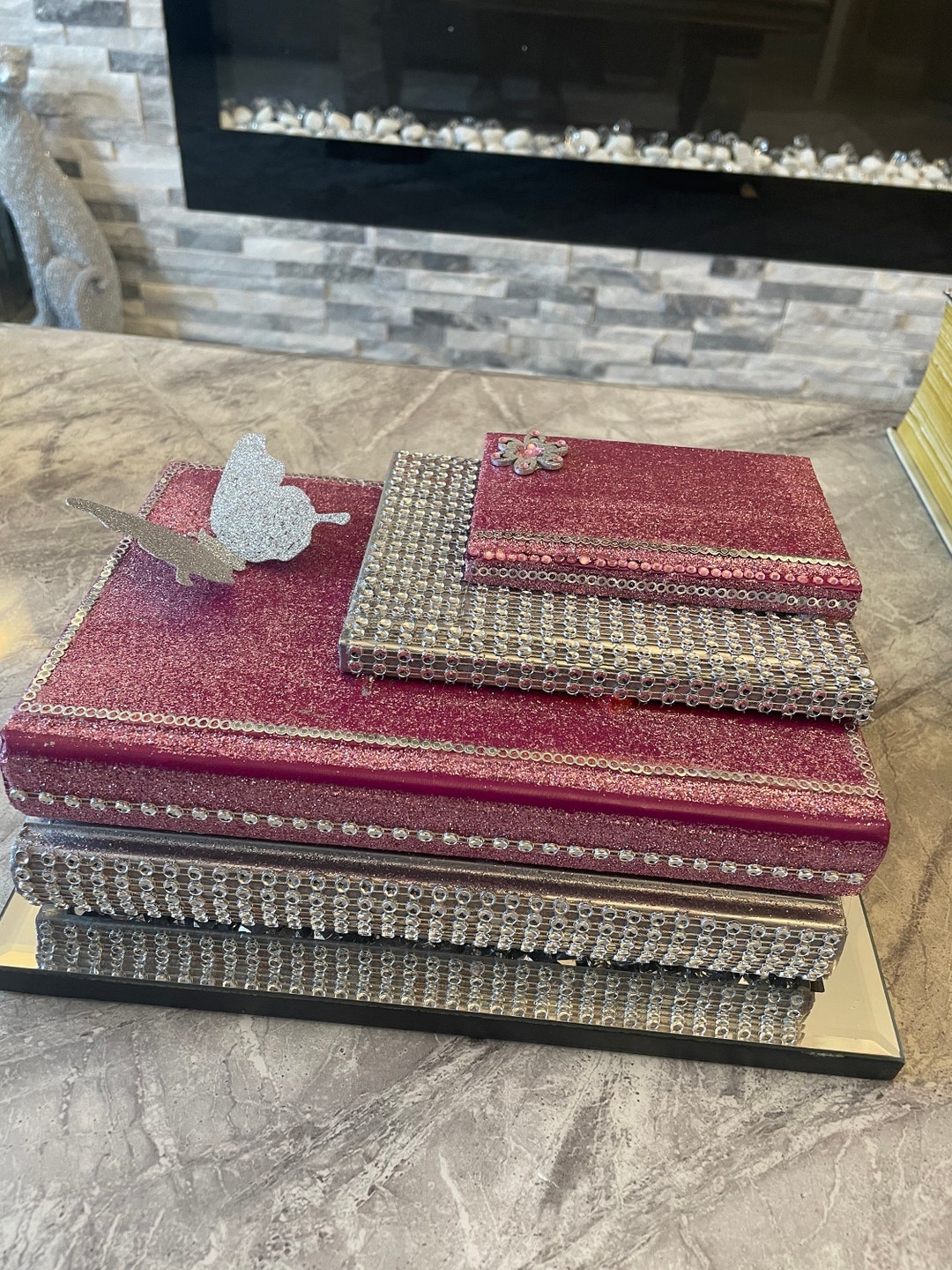 Bling Book Stack ‘pink & Silver’ - Etsy