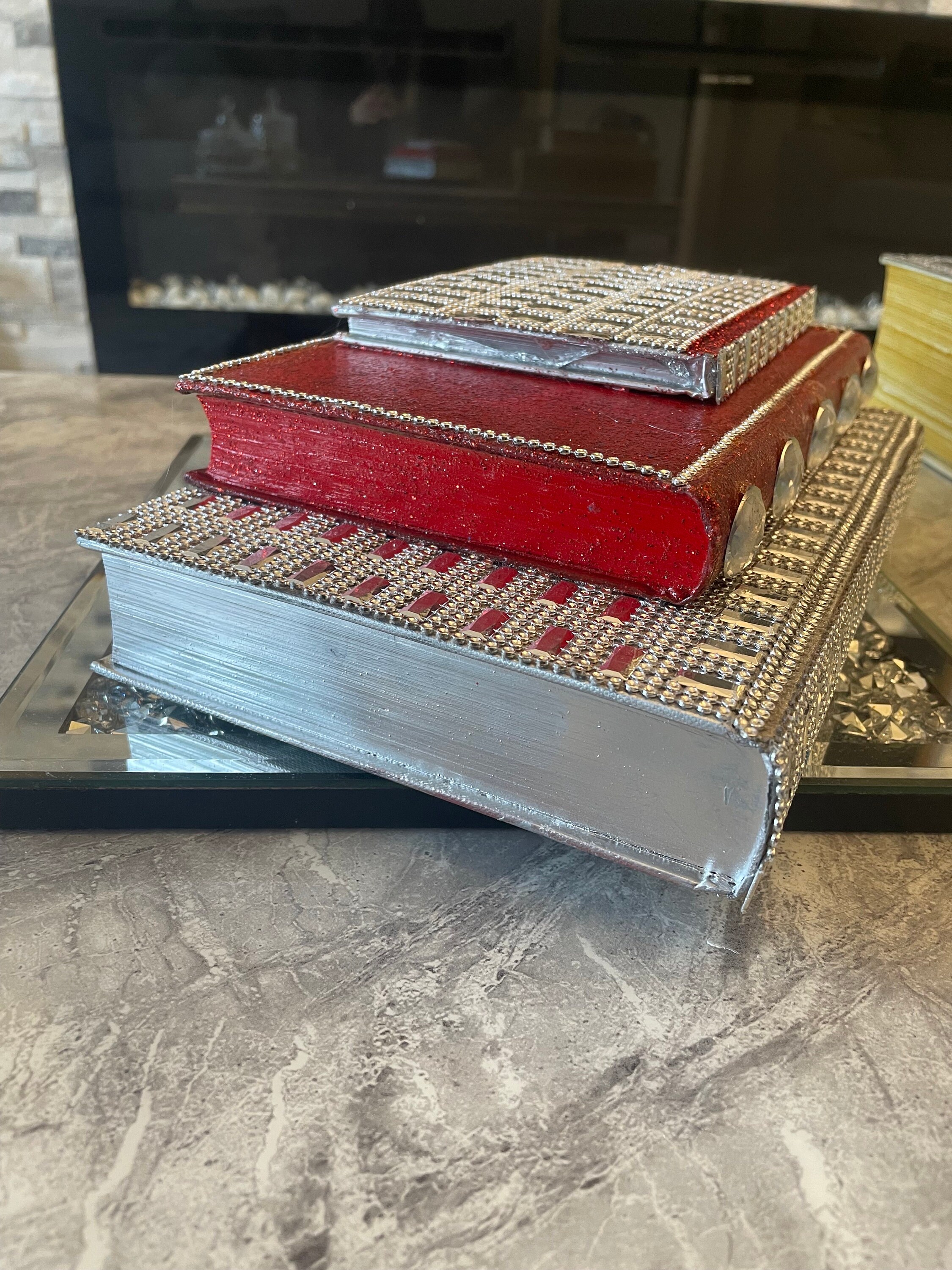 Bling Book Stack ‘red & Silver’ - Etsy