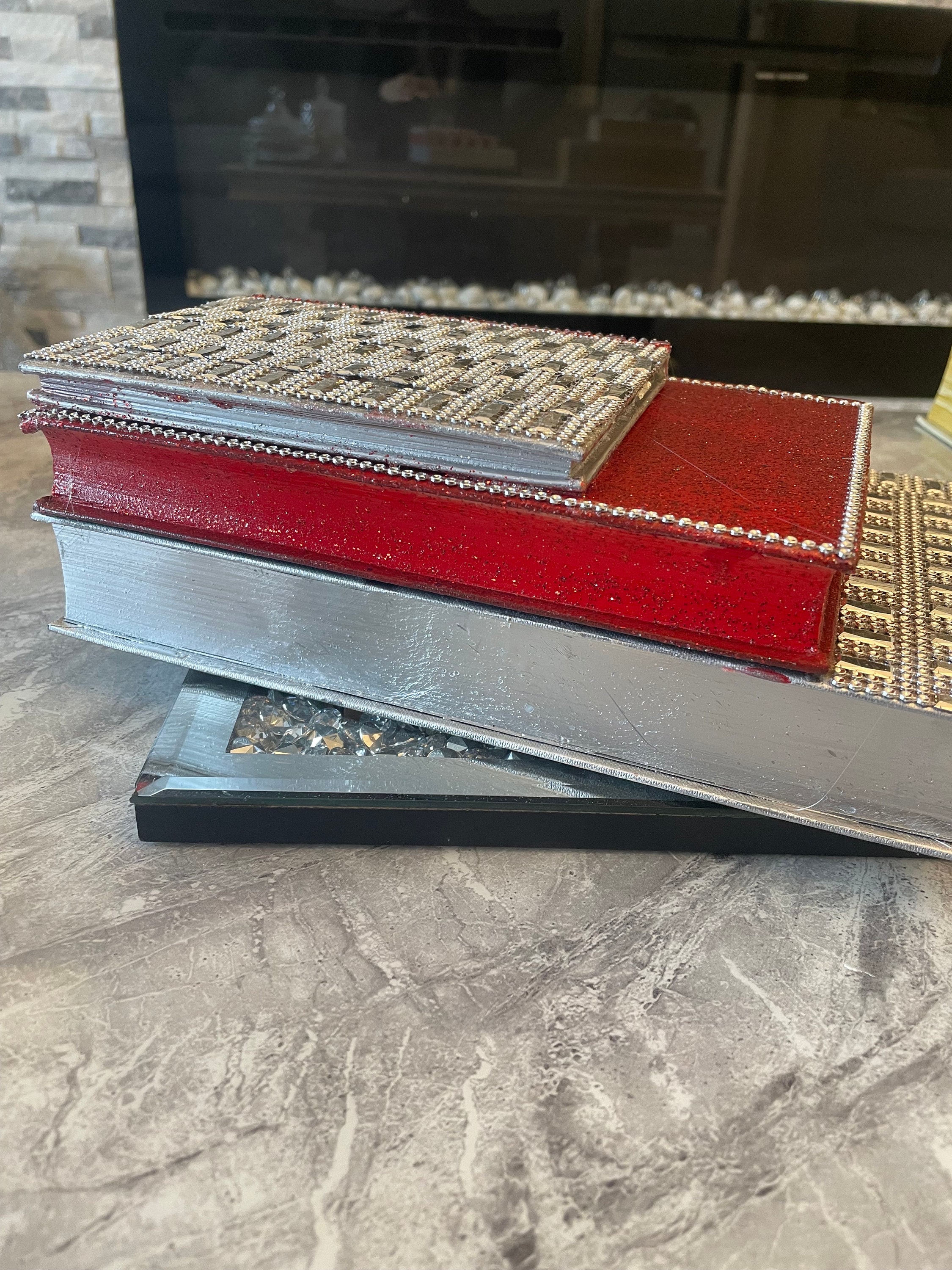 Bling Book Stack ‘red & Silver’ - Etsy