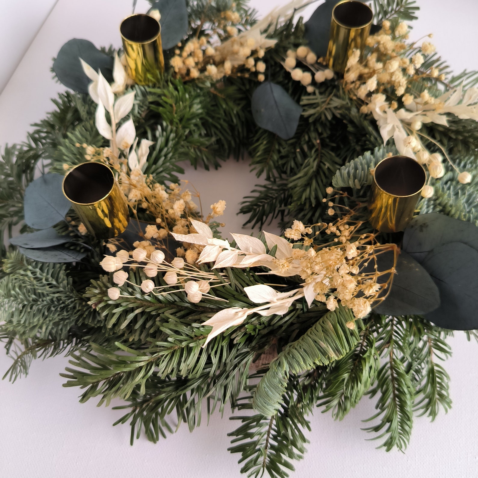 Advent Candle Wreath With Dried Flowers, Adventskranz Rustic, Christmas ...