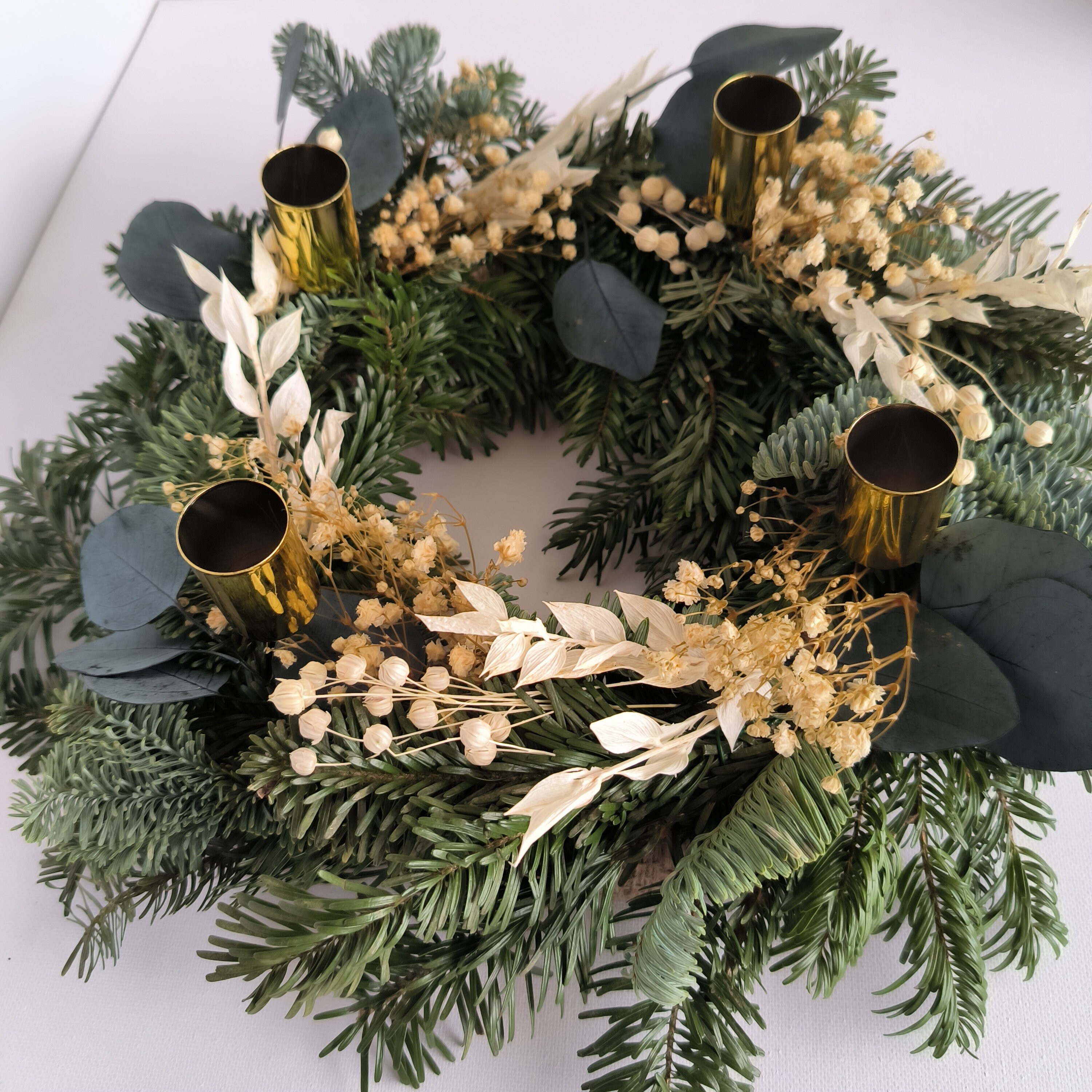 Advent Candle Wreath With Dried Flowers, Adventskranz Rustic, Christmas ...
