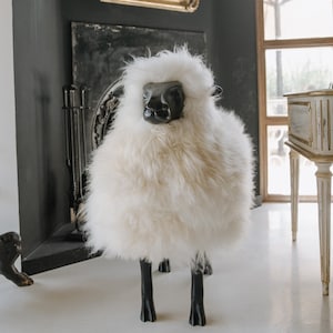 Lalanne Style Sheep Chair.luxurious Fluffy Sheepskin Stool: Soft and ...