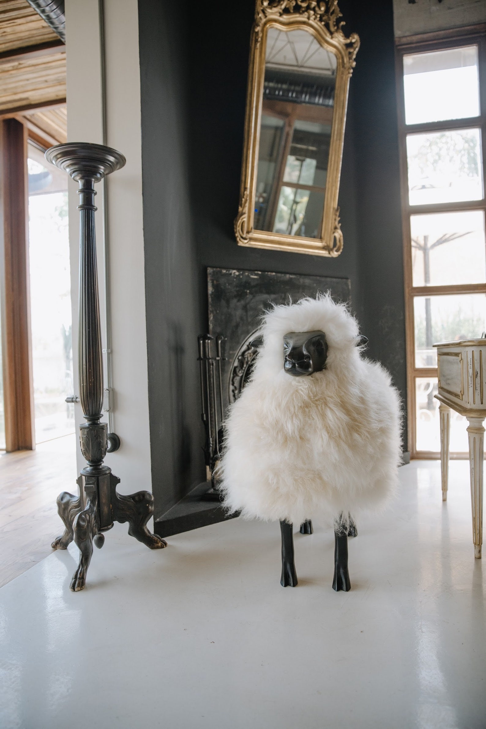 Lalanne Style Sheep Chair.luxurious Fluffy Sheepskin Stool: Soft and ...