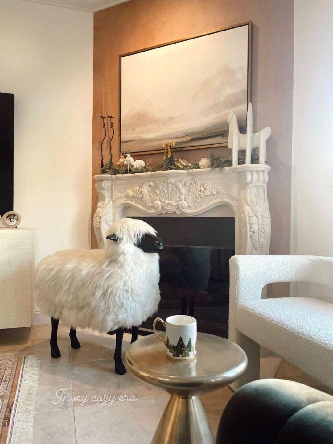Lalanne Inspired Sheep Chair: Natural Sheepskin & Beechwood Accent - Etsy
