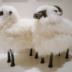 Large Couple Ram & Sheep Chair Made of Natural White Sheep Fur in the ...