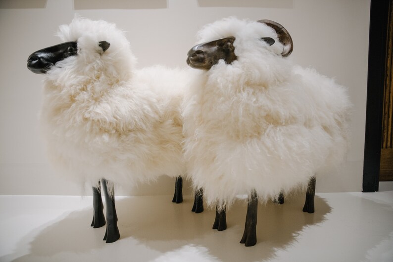 Large Couple Ram & Sheep Chair Made of Natural White Sheep Fur - Etsy