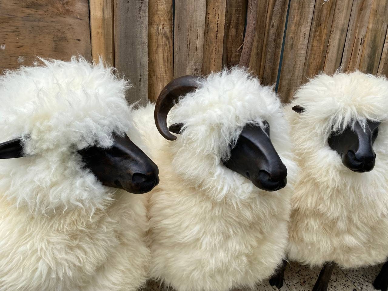 White Large Sheep Stool Made of Natural Sheep Fur in the Style - Etsy