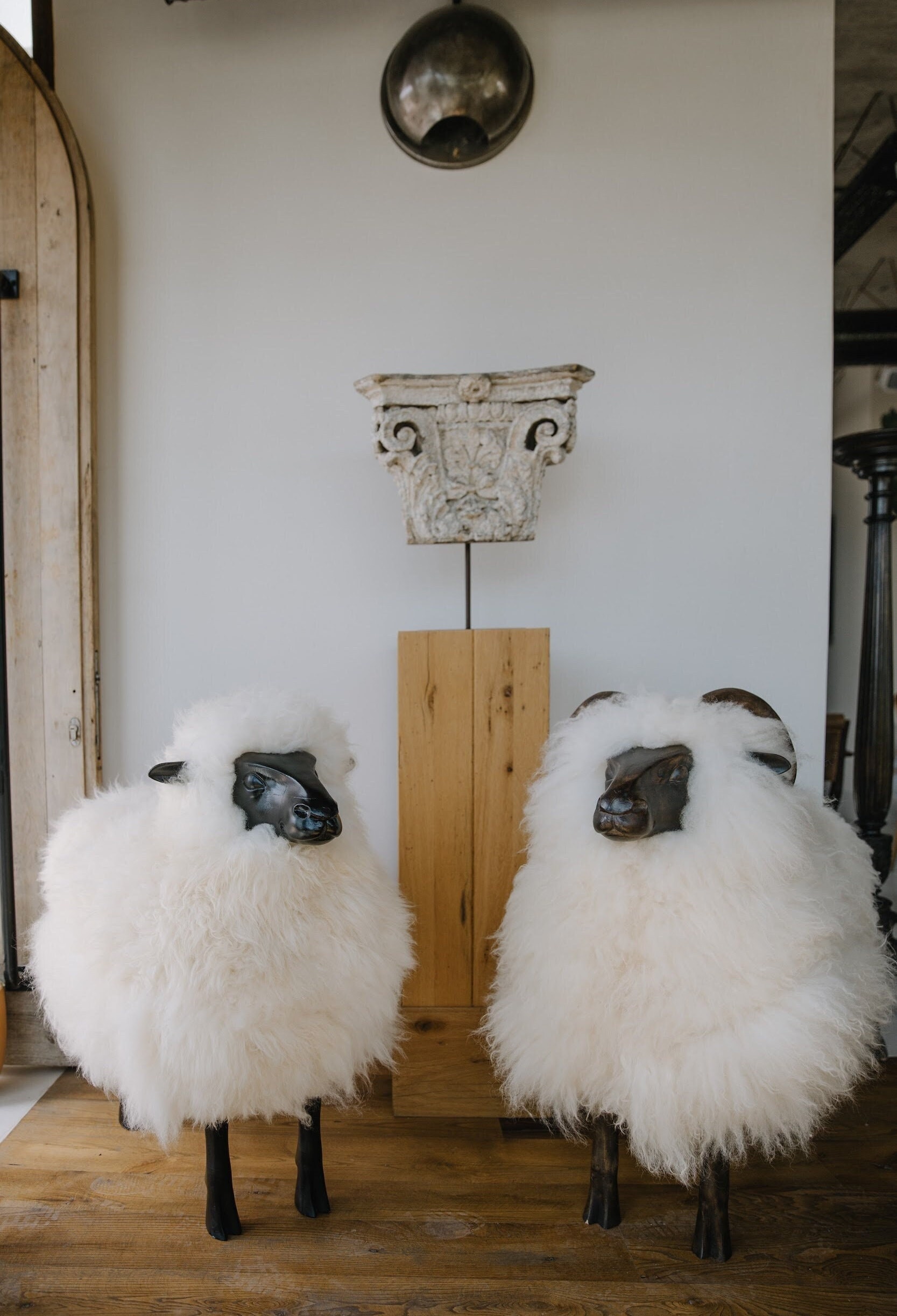 Large Couple Ram & Sheep Chair Made of Natural White Sheep Fur in the ...