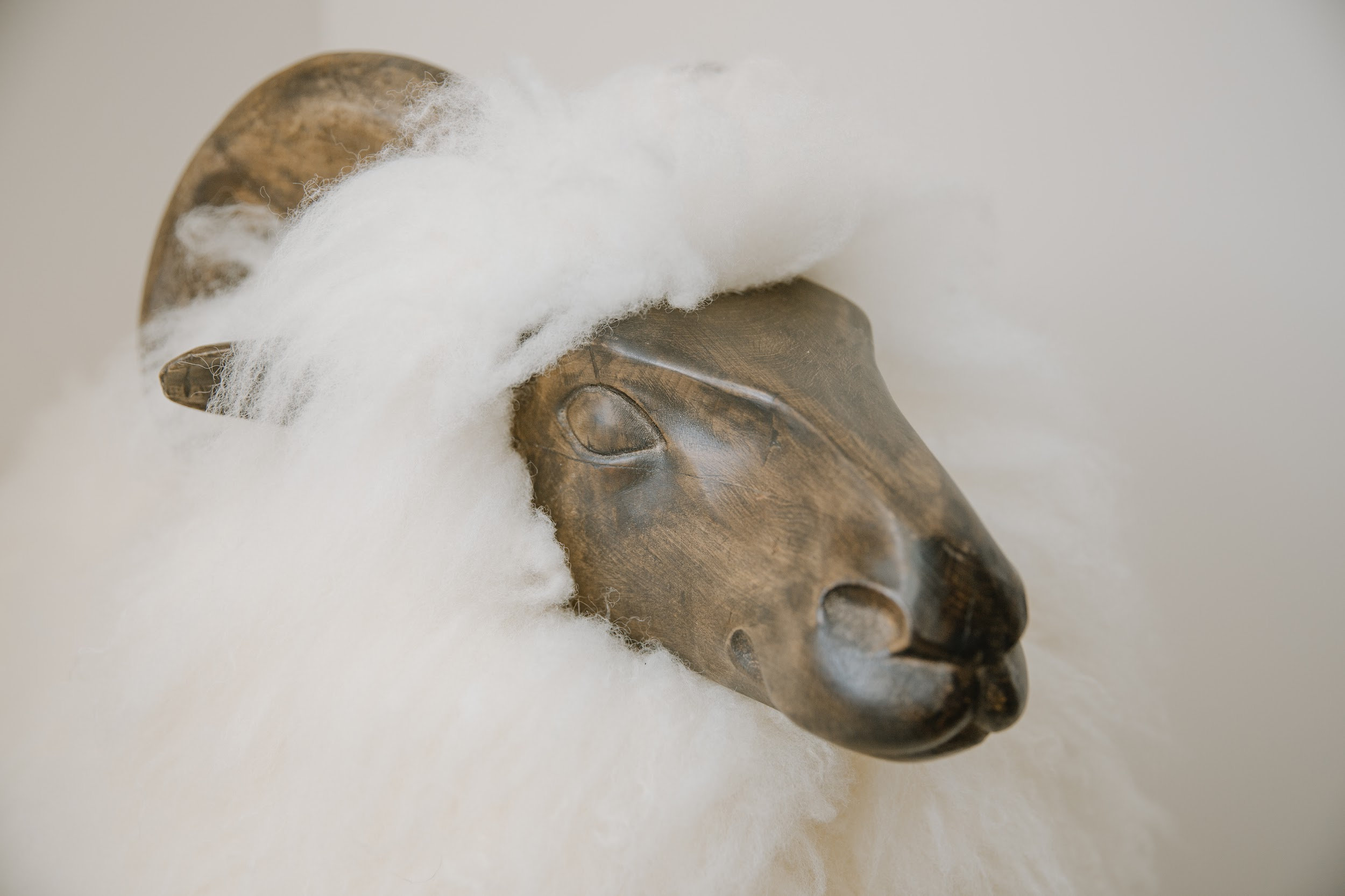 Large Couple Ram & Sheep Chair Made of Natural White Sheep Fur in the ...