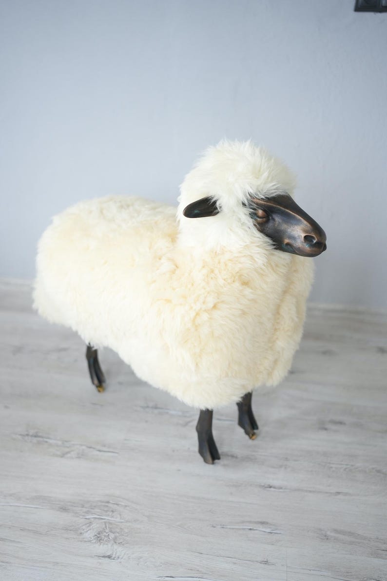 Ivory Lalanne Style Sheep Chair.luxurious Fluffy Sheepskin Stool: Soft ...
