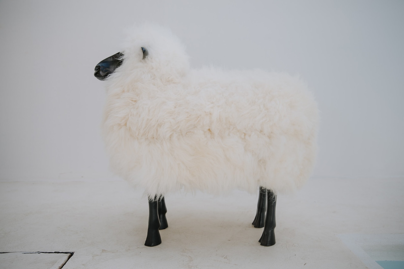Lalanne Style Sheep Chair.luxurious Fluffy Sheepskin Stool: Soft and ...