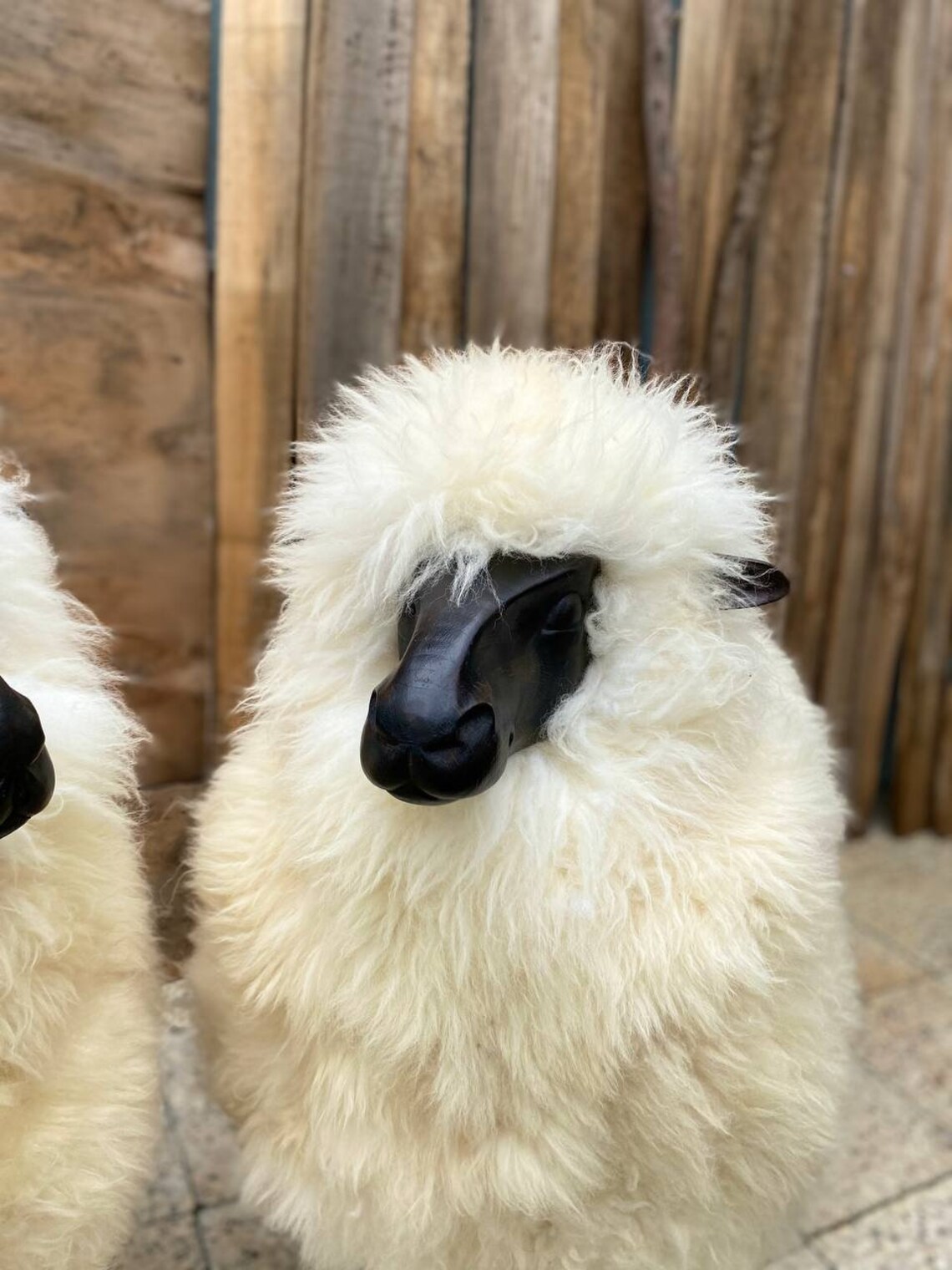 White Large Sheep Stool Made of Natural Sheep Fur in the Style - Etsy