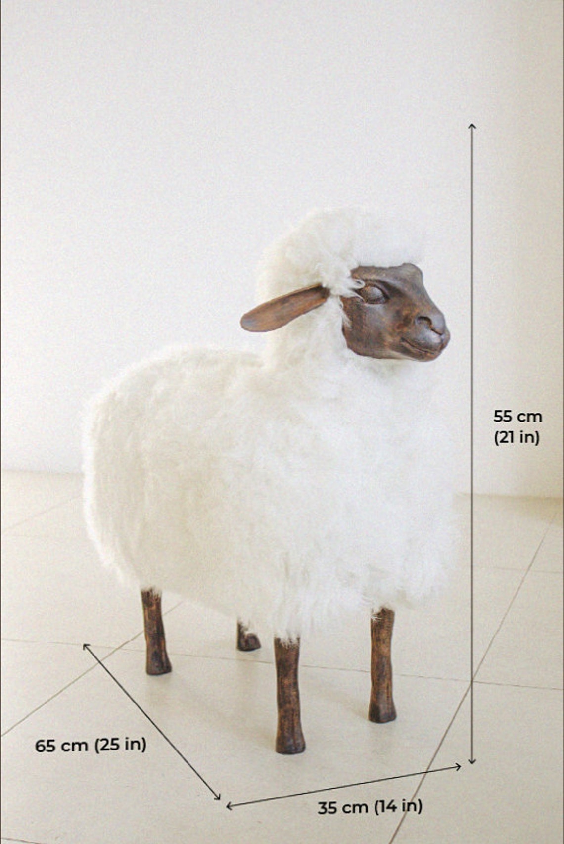 Lalanne Style Sheep Chair: Natural Sheepskin & Beech Wood - Etsy