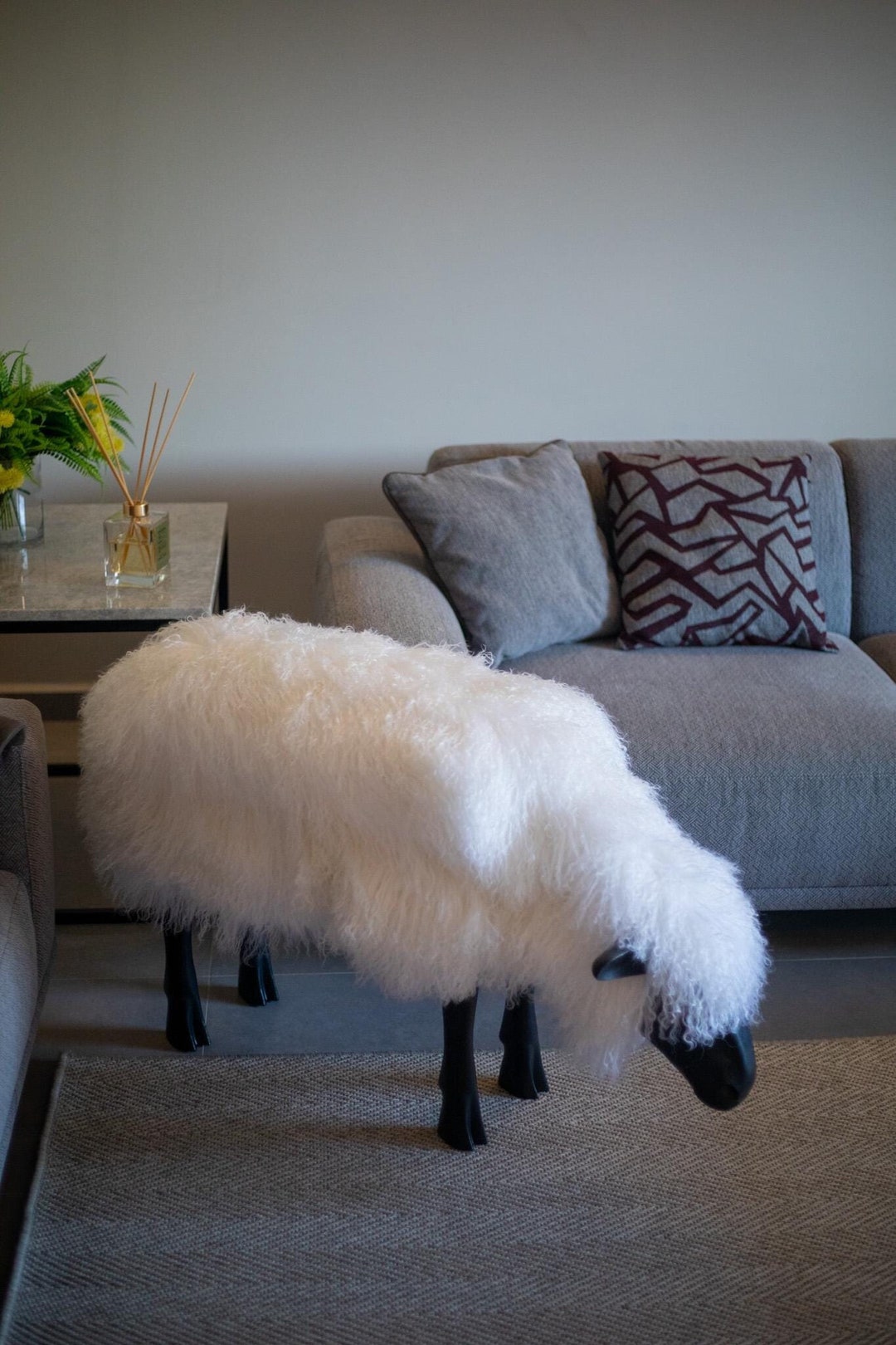 Sheep Sculpture Chair: Natural Sheepskin & Beechwood, Lalanne Style - Etsy