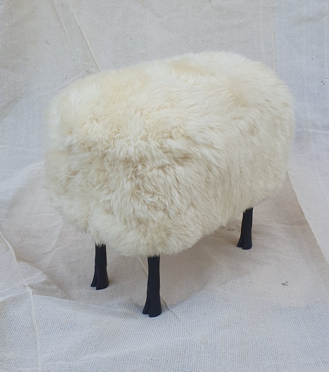 Small Lalanne Style Sheep Footstool.luxurious Mouton Sheepskin Stool ...