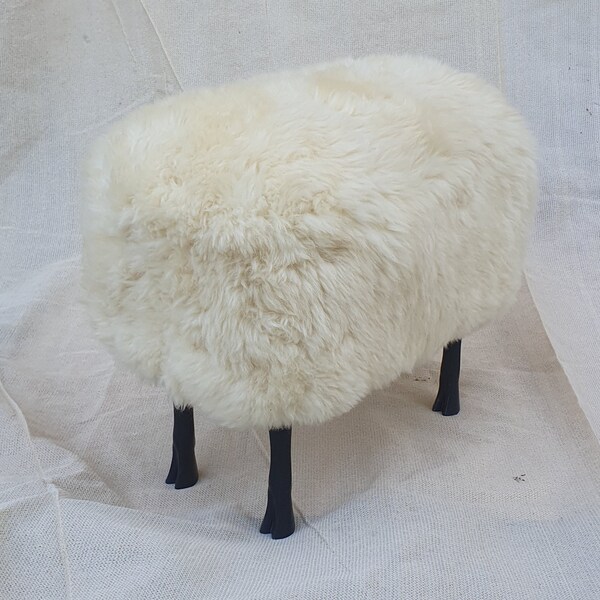 Fluffy White Footstool - Etsy